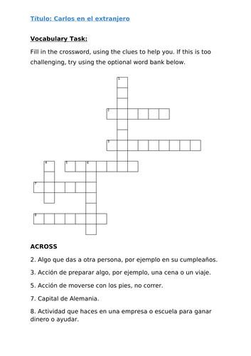 "Carlos en el extranjero" - Spanish listening/comprehension activities ...