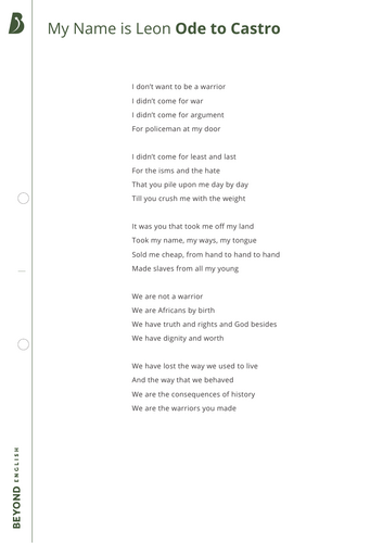 'My Name is Leon' Reading and Writing Unit - 43 Lessons (Year 9 ...