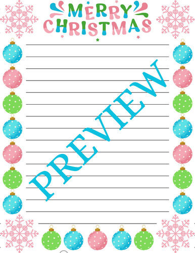Snowflakes & Baubles! Christmas Stationery 6 Printable Writing Papers ...