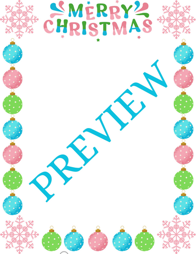 Snowflakes & Baubles! Christmas Stationery 6 Printable Writing Papers ...