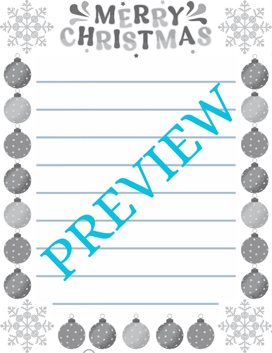 Snowflakes & Baubles! Christmas Stationery 6 Printable Writing Papers ...