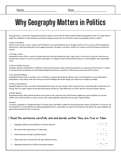 Why Geography Matters in Politics: Reading Comprehension Passages ...