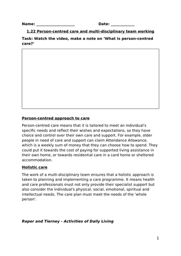 AAQ Level 3 Health and Social Care Unit 1 Human Lifespan 1.22 ...