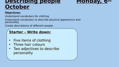 ESOL Entry 1/2 describing people lessons | Teaching Resources