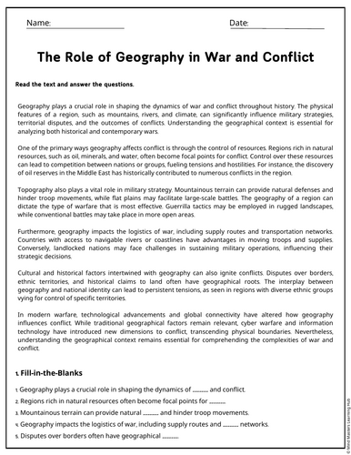 The Role of Geography in War and Conflict Reading Comprehension ...
