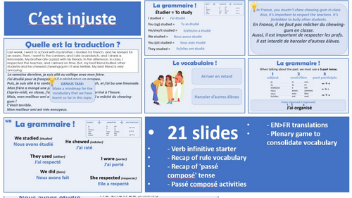 2026 French AQA GCSE Module 3.2 - C'est injuste | Teaching Resources