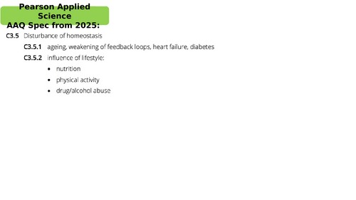 Disturbance of homeostasis - AAQ Pearson Applied Science | Teaching Resources