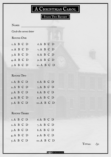 A Christmas Carol Stave 2 Quiz & Assessment Pack | Teaching Resources