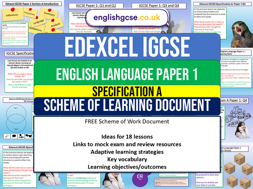 Edexcel IGCSE English Language Paper 1 | Teaching Resources