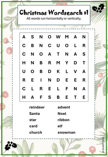 Christmas Word Games & Activities Pack for High School | Teaching Resources
