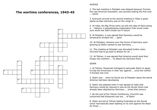 Cold War Crossword 1 – The Wartime Conferences, 1943–45 (Free ...
