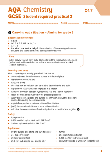 AQA GCSE Chemistry C4.7 – Titrations (T) | Editable Lesson, Required ...