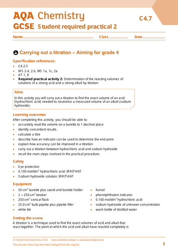 AQA GCSE Chemistry C4.7 – Titrations (T) | Editable Lesson, Required ...