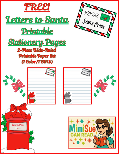 FREE! Letters to Santa! Christmas Stationery Printable Papers (Color/B ...