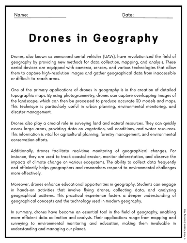 Drones in Geography Reading Comprehension Passages & Questions ...