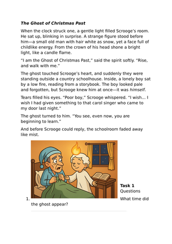 KS2 Christmas Reading Comprehension – A Christmas Carol The Ghost of ...