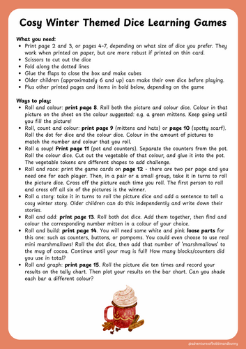 'Cosy winter' themed dice games (15 pages!) | Teaching Resources