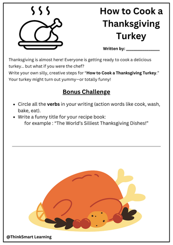 How to cook a Thanksgiving Turkey Craft | Teaching Resources
