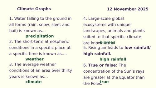 Y8 Ecosystems: Climate graphs | Teaching Resources