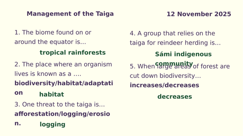 Y8 Ecosystems: Management of Taiga | Teaching Resources