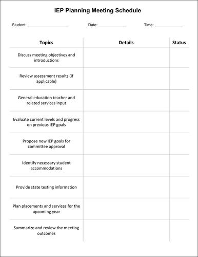 IEP Planning Meeting Agenda – Special Education Meeting Template ...