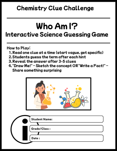 Chemistry Guessing Game: "Who Am I?" Interactive Science Activity ...