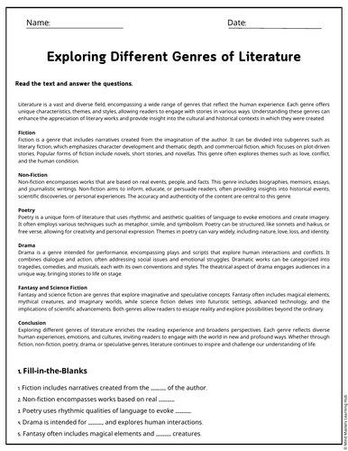 Exploring Different Genres of Literature Reading Comprehension Passages ...