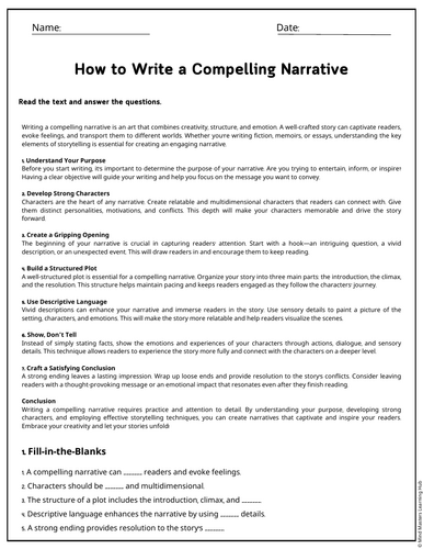 How to Write a Compelling Narrative Reading Comprehension Passages ...