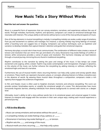 How Music Tells a Story Without Words Reading Comprehension Passages ...