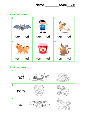 Phonics Test & Review | CVC Word Family Assessment for Young Learners ...