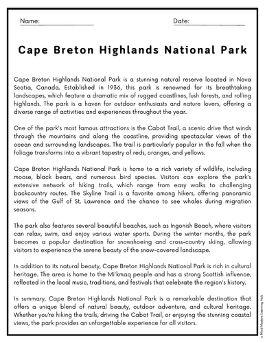 Cape Breton Highlands National Park - Canada's National Parks Reading ...
