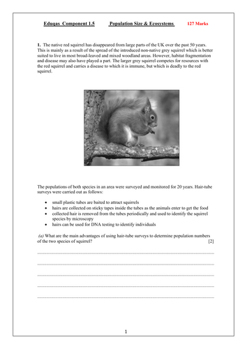 Eduqas A-Level Biology: Component 1 - Population & Ecosystems Past ...