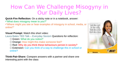 How Can We Challenge Misogyny in Our Daily Lives? PSHE Lesson ...