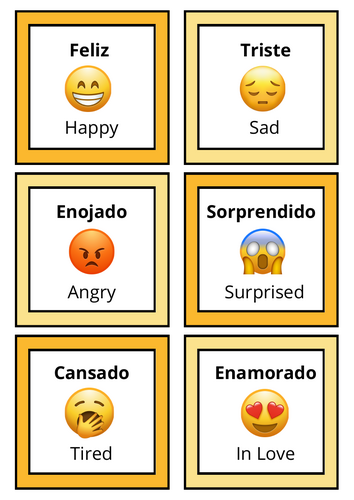 The Emotions in English and Spanish | Las Emociones Vocabulary ...