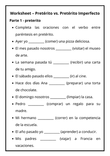 El Pretérito y El Imperfecto Preterite vs Imperfect Tense | Spanish ...