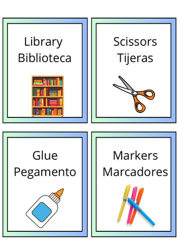 Spanish and English Classroom Labels with Pictures | Spanish Flashcards ...