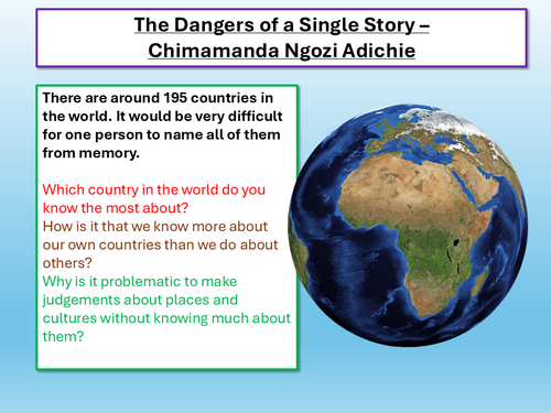 Dangers of a Single Story Chimamanda Adichie | Teaching Resources