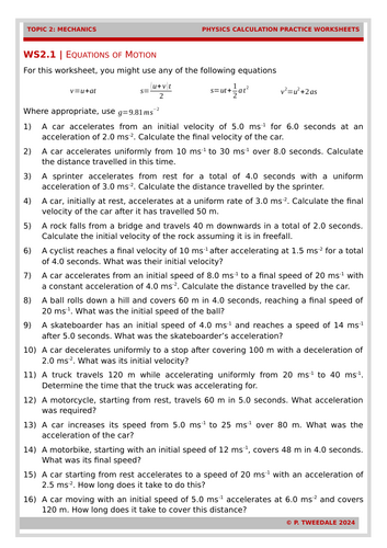 Edexcel A Level Physics - Mechanics Worksheets | Teaching Resources