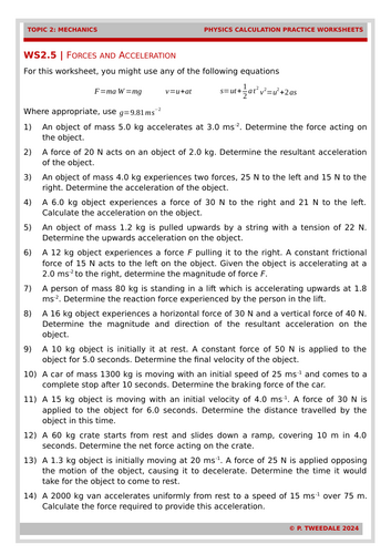 Edexcel A Level Physics - Mechanics Worksheets | Teaching Resources