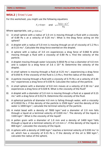 Edexcel A Level Physics - Materials Worksheets | Teaching Resources