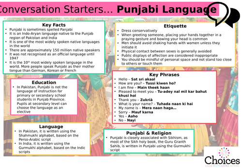 Fact Sheet – Punjabi - Conversation Starters - Key Information ...