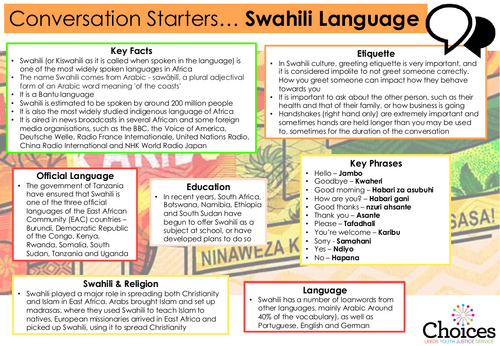 Fact Sheet – Swahili - Conversation Starters - Key Information ...