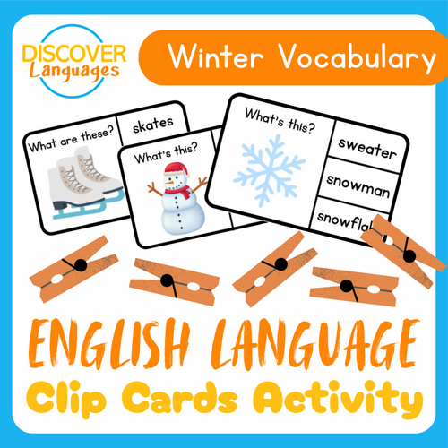 Winter Season Vocabulary Clip Card Activity for English Language ...