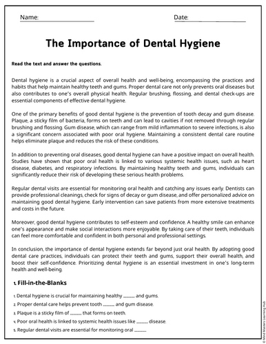 The Importance of Dental Hygiene Reading Comprehension Passages ...