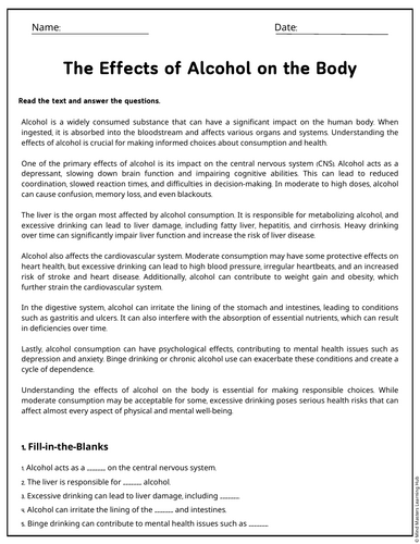 The Effects of Alcohol on the Body Reading Comprehension Passages ...