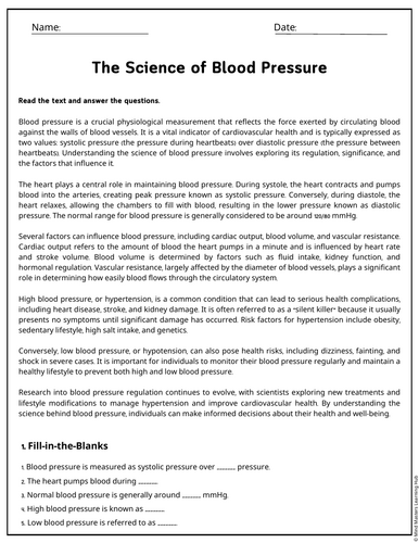The Science of Blood Pressure Reading Comprehension Passages ...