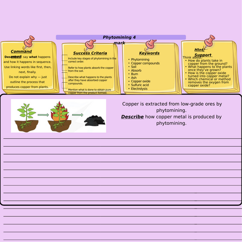 Phytomining – GCSE Chemistry 4 Mark Describe Question Scaffolded ...