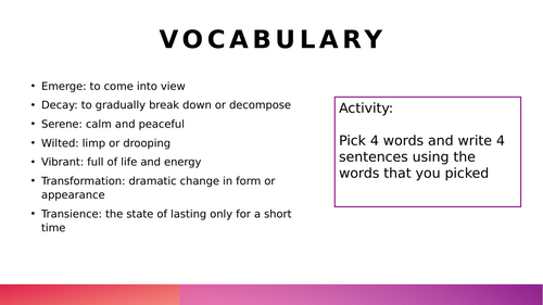 KS3 Vocabulary & Descriptive Writing Activities | Teaching Resources