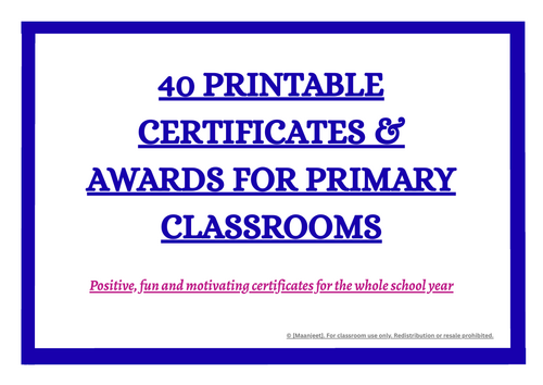 40 Printable Certificates & Awards Pack for Primary | Classroom Rewards ...