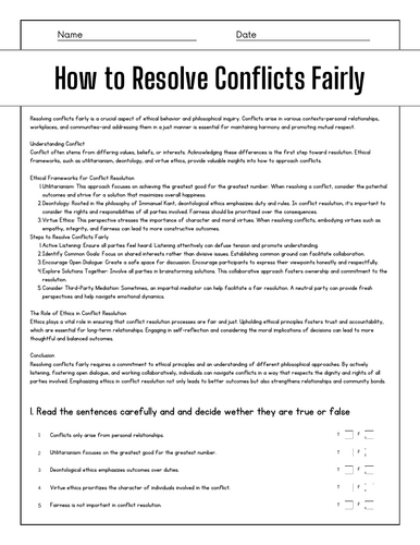 How to Resolve Conflicts Fairly: Reading Comprehension Passages ...